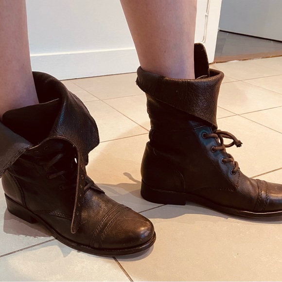 All Saints | Shoes | Vintage All Saints Combat Boots Dark Brown Pebble ...